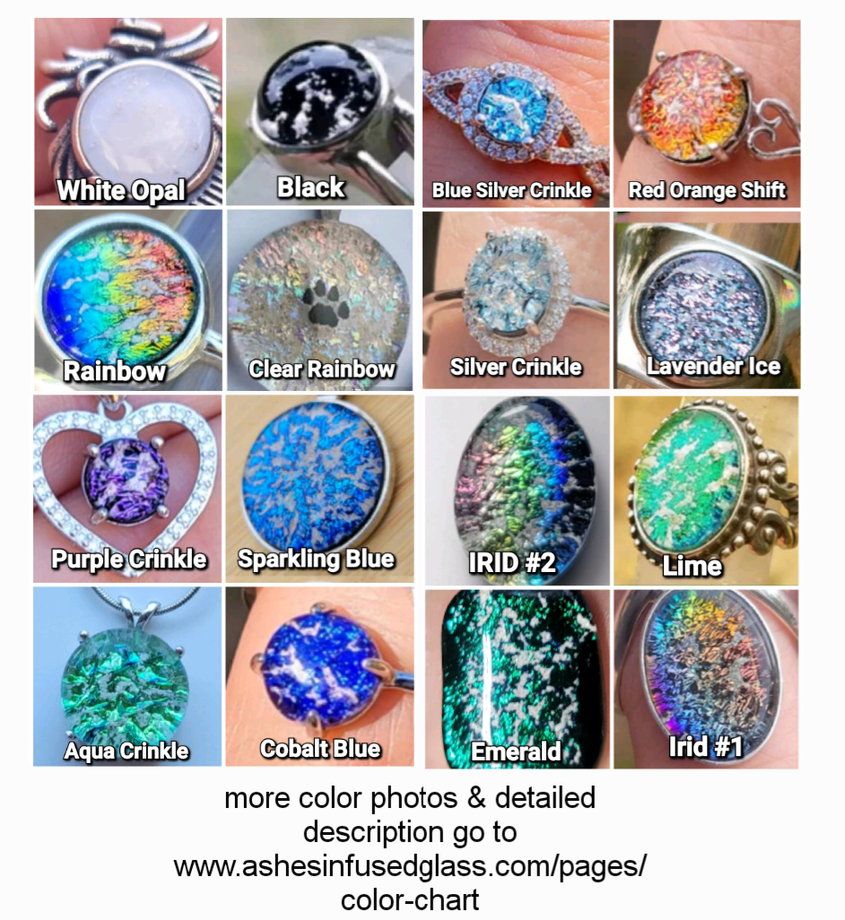 Vintage Love Cremation Ash Ring Ashes InFused Glass Handmade Sterling ...