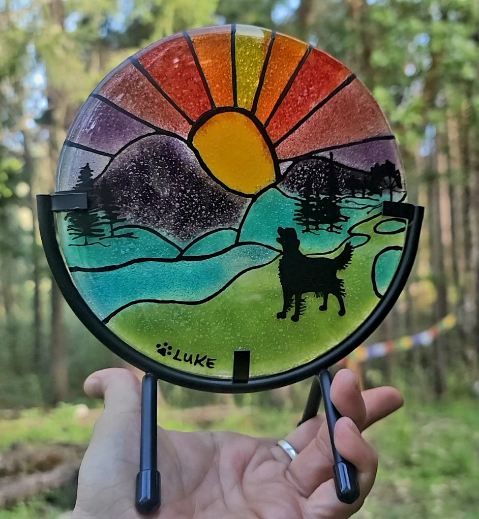 Rainbow Bridge Sunset Ashes InFused Glass Cremation Memorial Art Custo ...