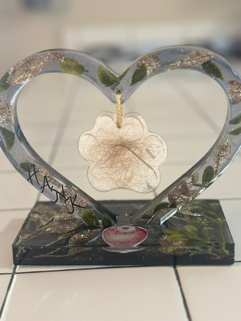 Pet Tag and Fur Preservation Resin Encapsulation Heart Photo Frame Pet ...