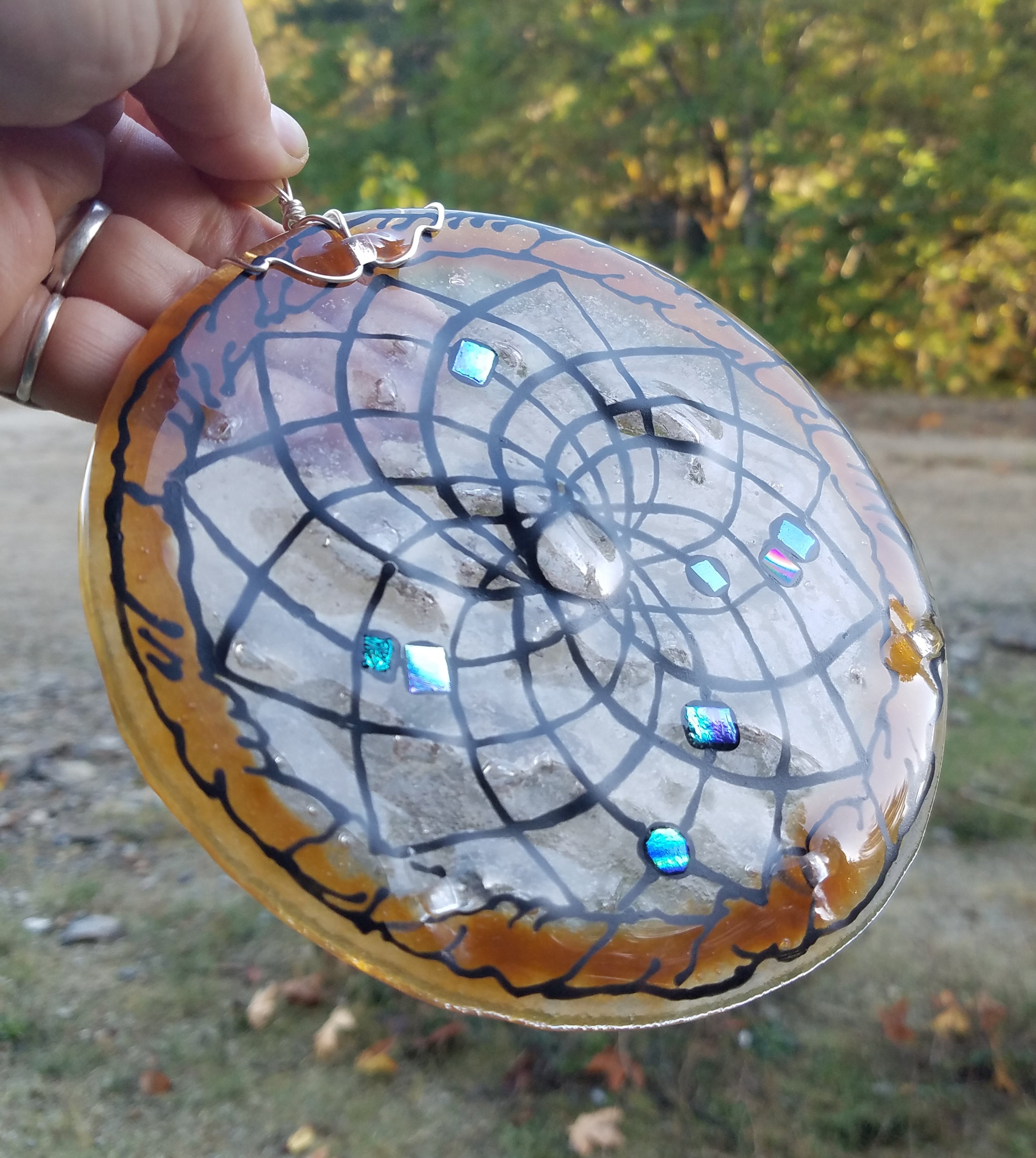 Cremation Glass Art Cremation Dream Catcher Ashes Infused Glass ...