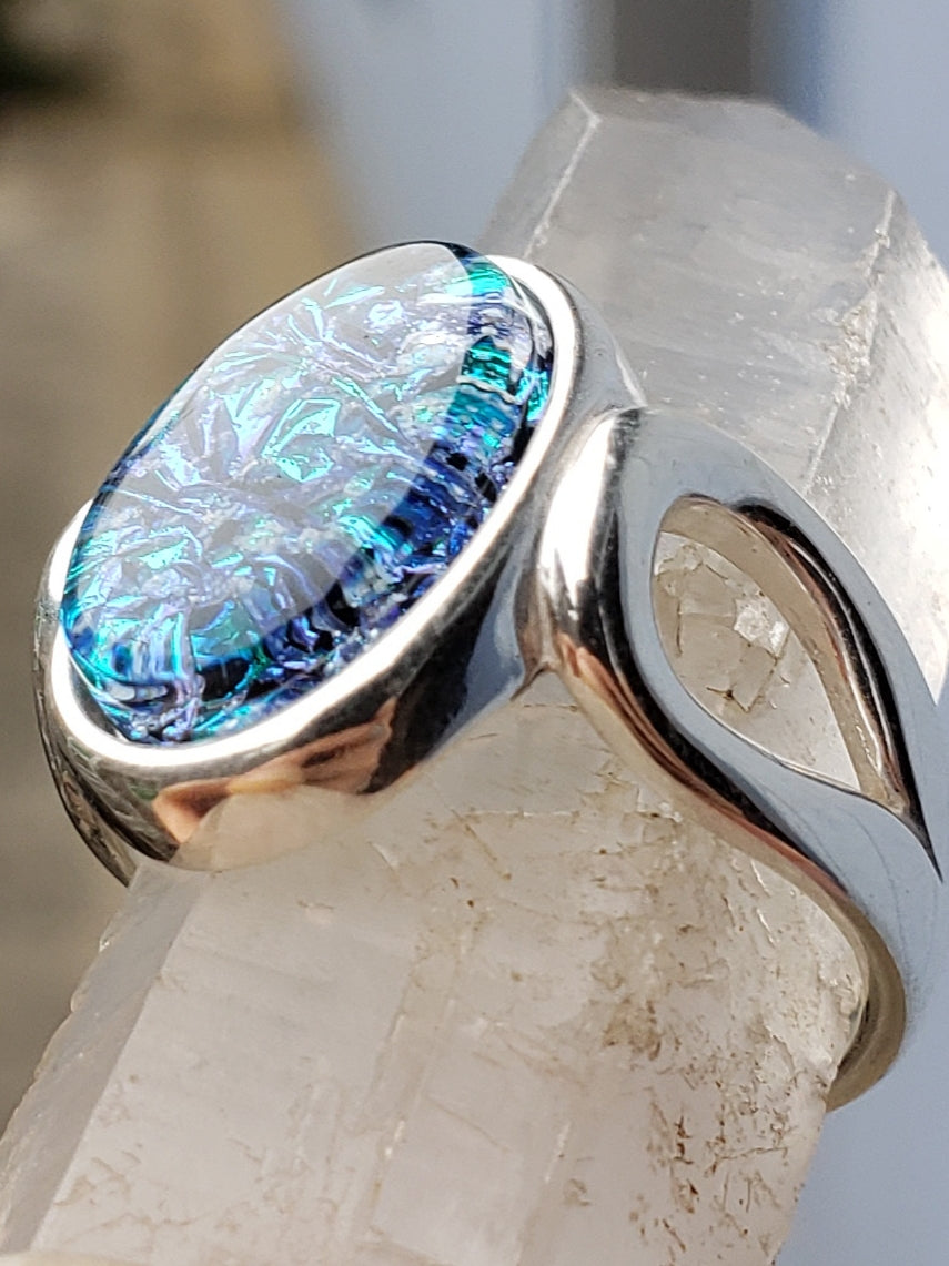 Clearance Ashes InFused Glass Sterling Silver Loop Ring Cremation Jewe ...