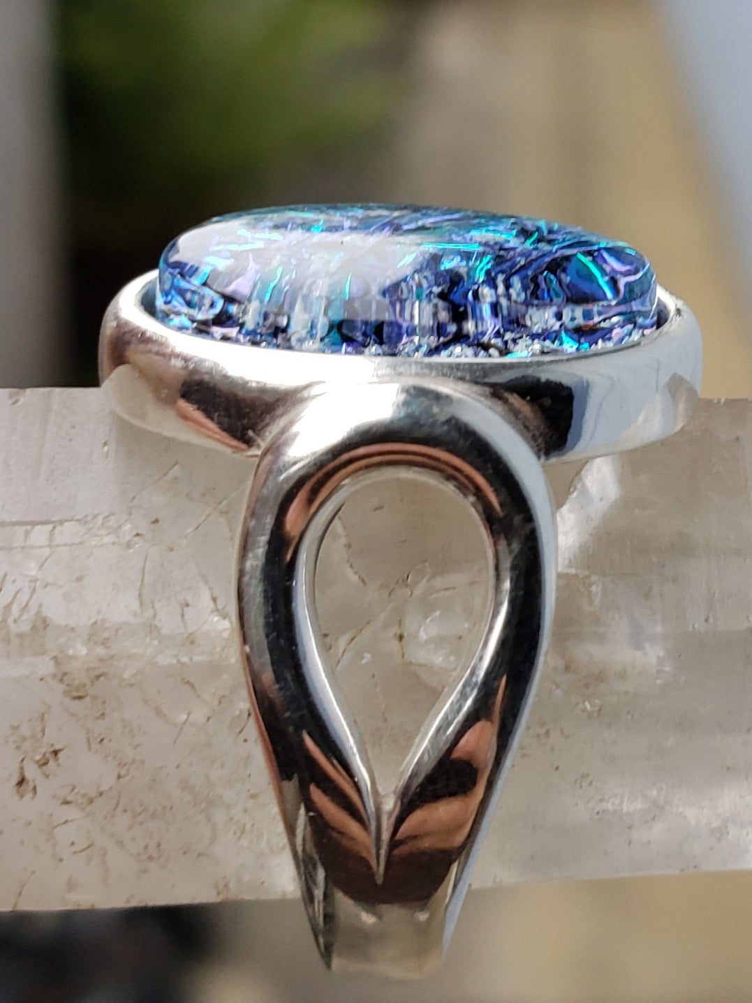 Clearance Ashes InFused Glass Sterling Silver Loop Ring Cremation Jewe ...