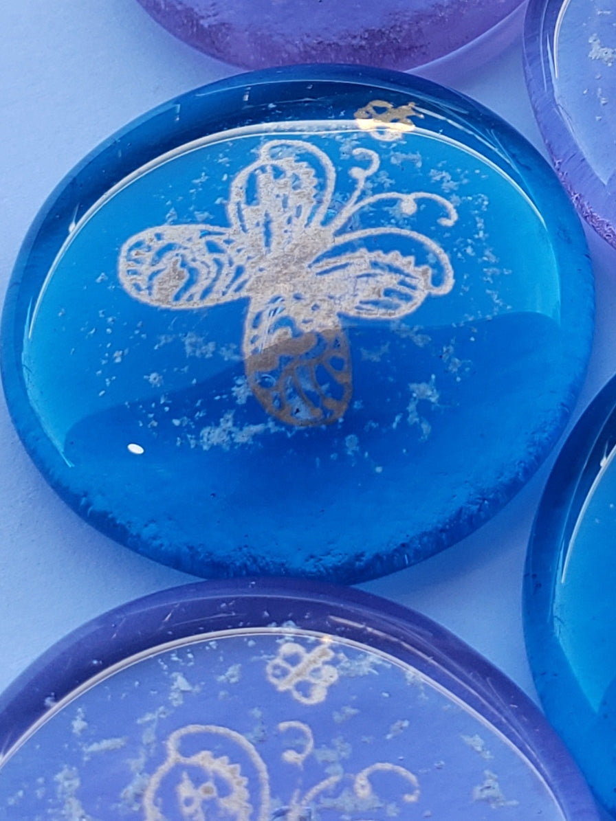 Cremation Memory Stones 4 (set) Ashes InFused in Glass pocket stone ...