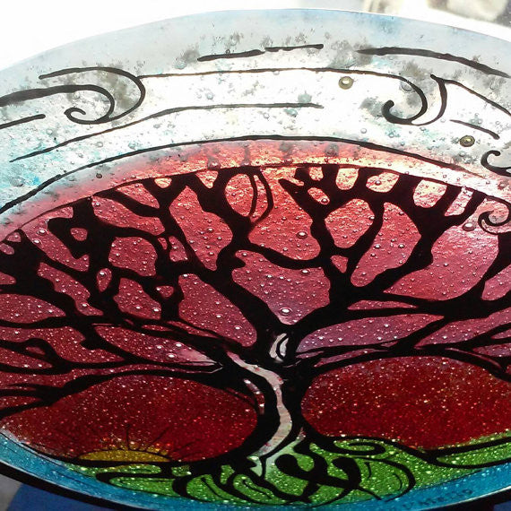 5 inch Ashes InFused Glass Cremation Art A Tree of Life Sunset Wave ...