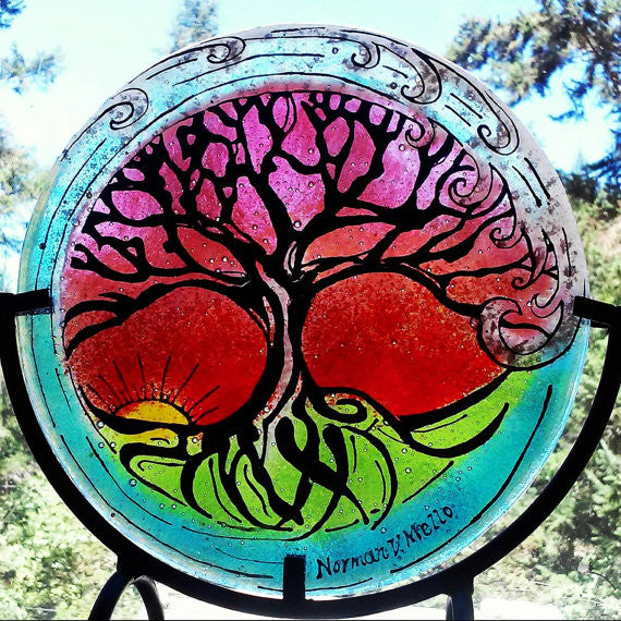Ashes InFused Glass Cremation Art A Tree of Life Sunset Wave – InFusion ...